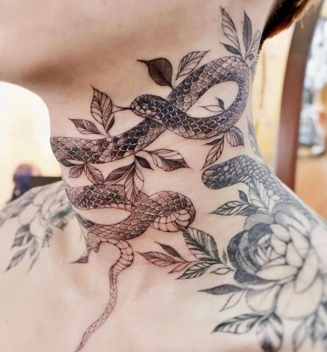 30+ Attractive Neck Tattoo Art For Women