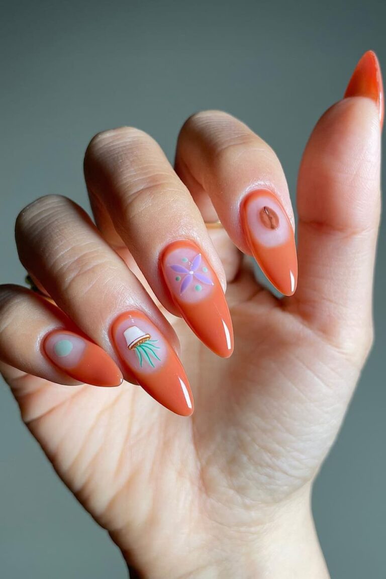27 Graceful Plant Nail Art Designs