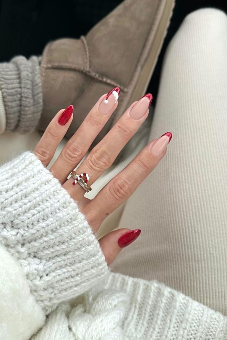 25 Popular Christmas French Nail Ideas